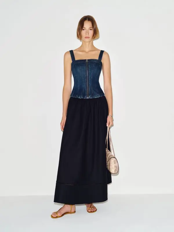 REFORMATION Danielle Stretch Denim Corset Top