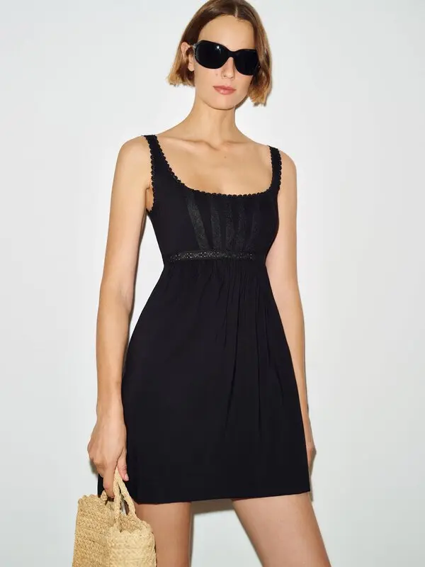 REFORMATION Alaska Mini Dress - Black