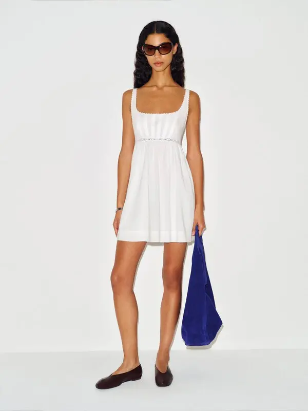 REFORMATION Alaska Mini Dress With Lace Details - Ivory