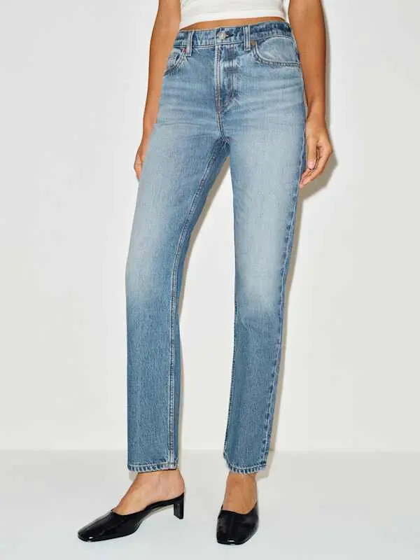 REFORMATION Leda Mid Rise Straight Long Jeans