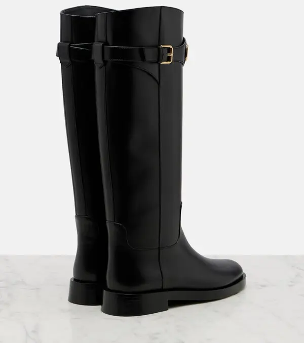 Valentino Garavani Vlogo Leather Knee-high Boots