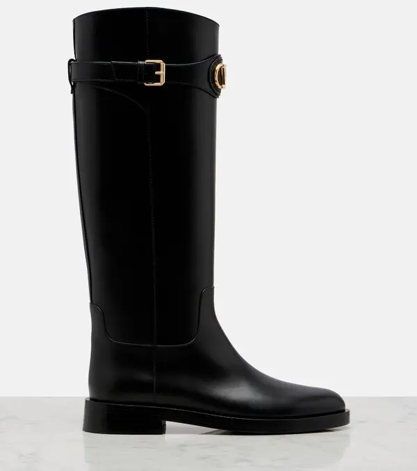 Valentino Garavani Vlogo Leather Knee-high Boots