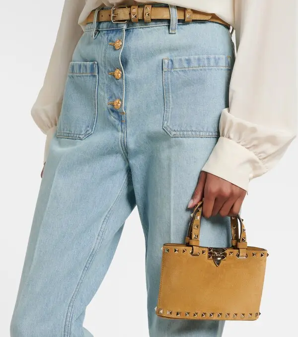 Valentino Garavani Rockstud Mini Suede Top-handle Bag