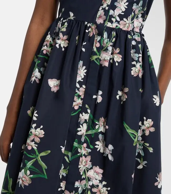 Erdem Floral Cotton Midi Dress - Blue