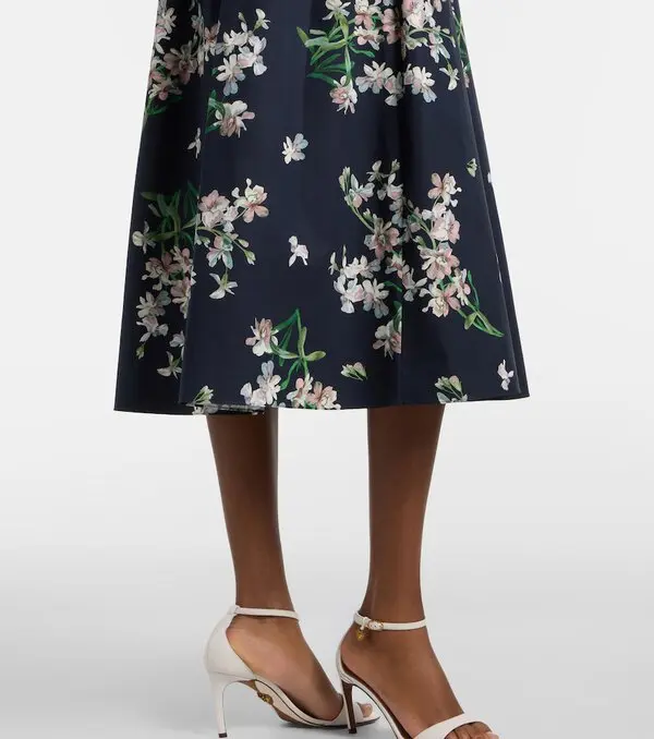 Erdem Floral Cotton Midi Dress - Blue