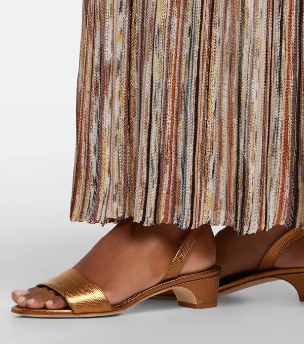 Manolo Blahnik Patopia Leather Slingback Sandals - Gold