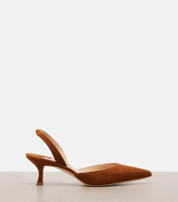 Manolo Blahnik Carolyne Suede Slingback Pumps - Brown