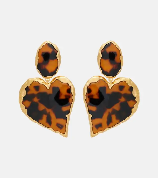 Oscar De La Renta Heart Embellished Clip-on Earrings - Brown