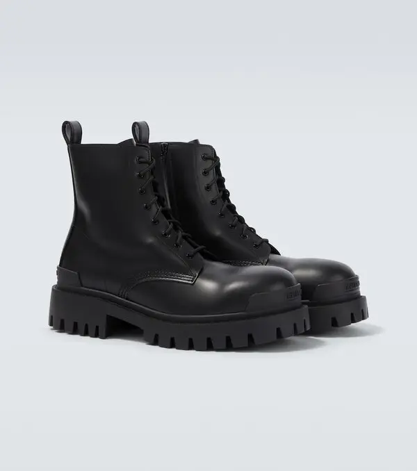 Balenciaga Combat Strike Leather Combat Boots