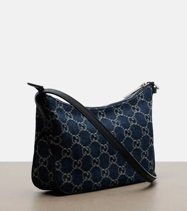 Gucci Lady Lunetta Gg Small Denim Shoulder Bag