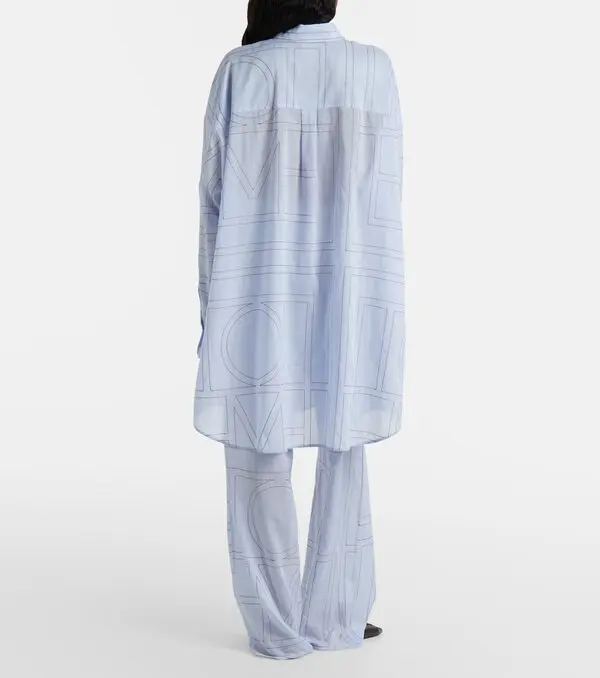 TOTEME Embroidered Cotton-blend Poplin Shirt - Blue