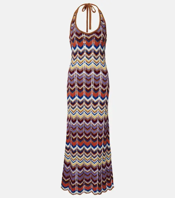 Faithfull The Brand Elisa Chevron Crochet Cotton-blend Maxi Dress - Multicoloured
