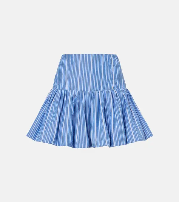 GANNI Striped Cotton Poplin Mini Skirt - Blue