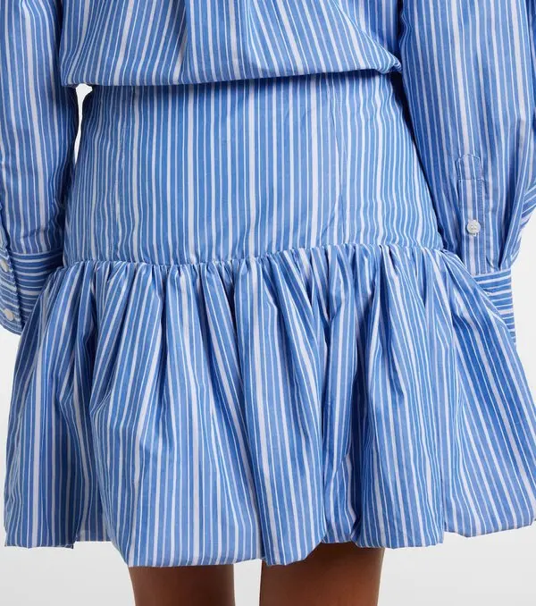 GANNI Striped Cotton Poplin Mini Skirt - Blue