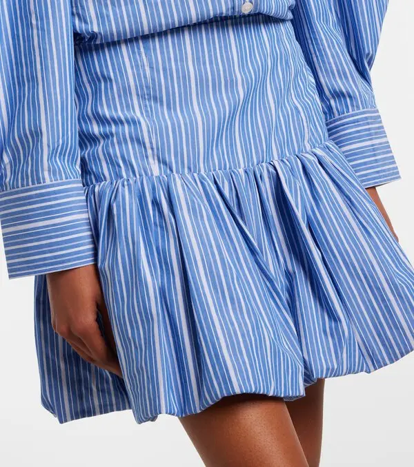GANNI Striped Cotton Poplin Mini Skirt - Blue