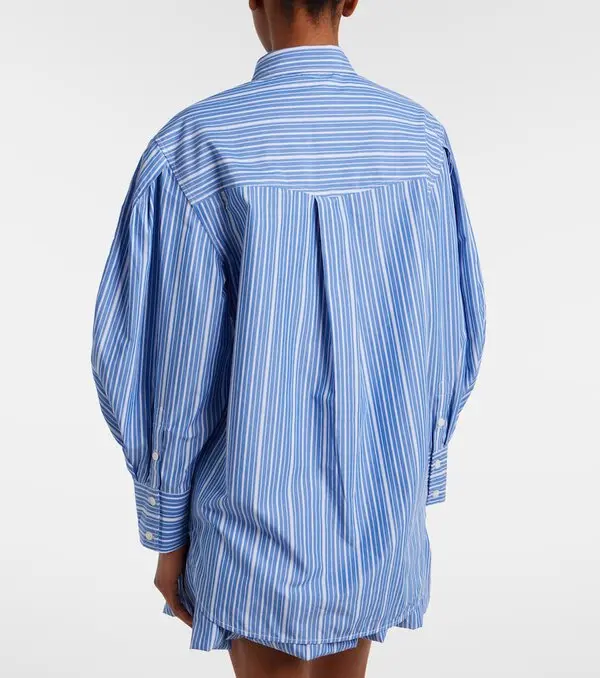 GANNI Striped Oversized Cotton Poplin Shirt