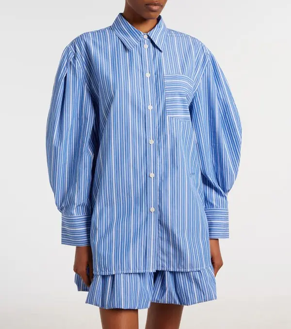 GANNI Striped Oversized Cotton Poplin Shirt