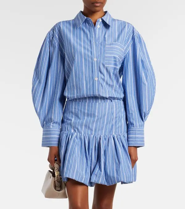 GANNI Striped Oversized Cotton Poplin Shirt