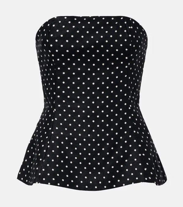Faithfull The Brand Petro Polka-dot Peplum Top - Black