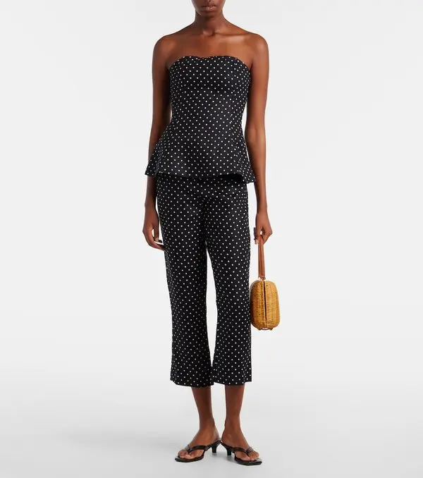 Faithfull The Brand Petro Polka-dot Peplum Top - Black