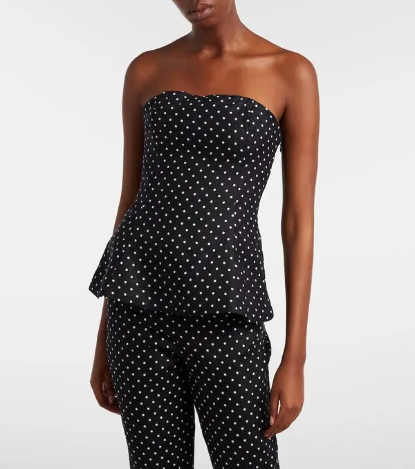 Faithfull The Brand Petro Polka-dot Peplum Top - Black