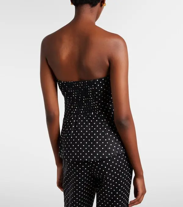 Faithfull The Brand Petro Polka-dot Peplum Top - Black