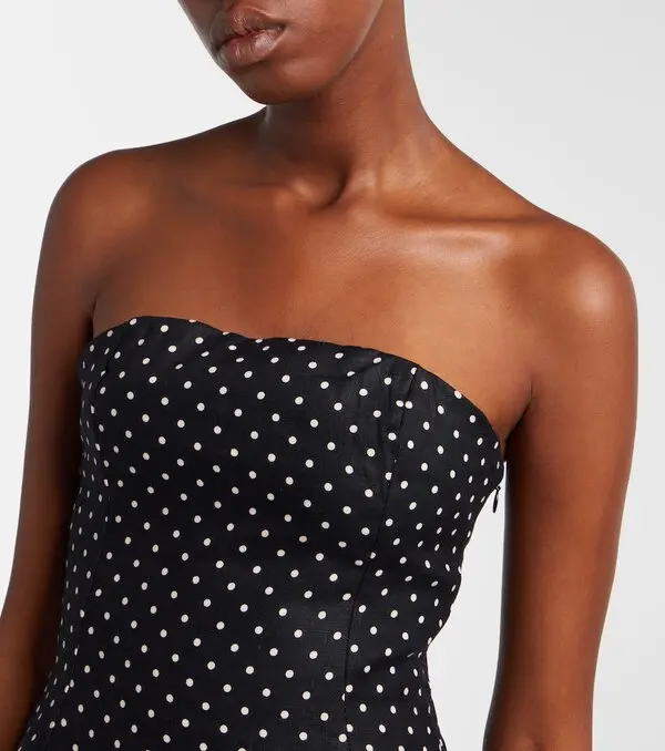Faithfull The Brand Petro Polka-dot Peplum Top - Black