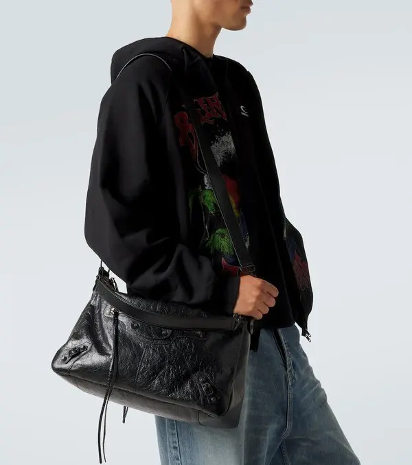Balenciaga Le City Leather Shoulder Bag - Black