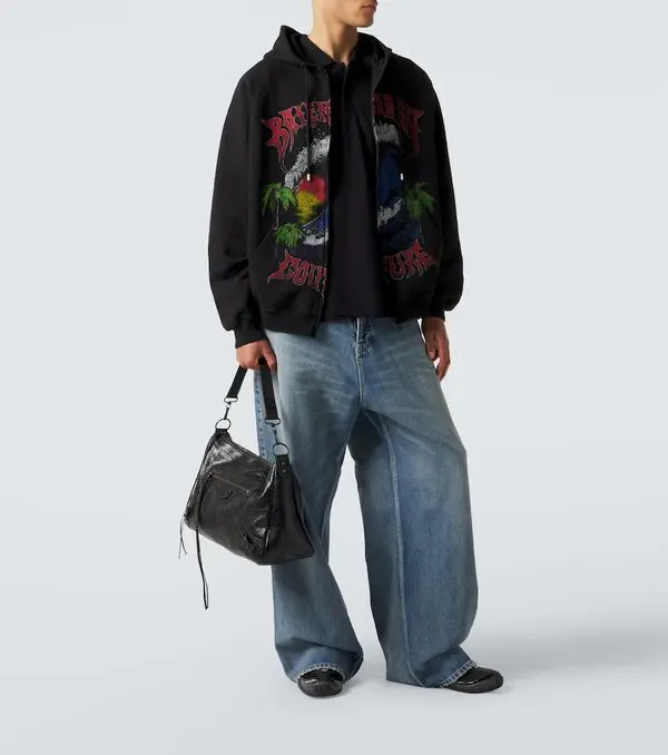 Balenciaga Le City Leather Shoulder Bag - Black
