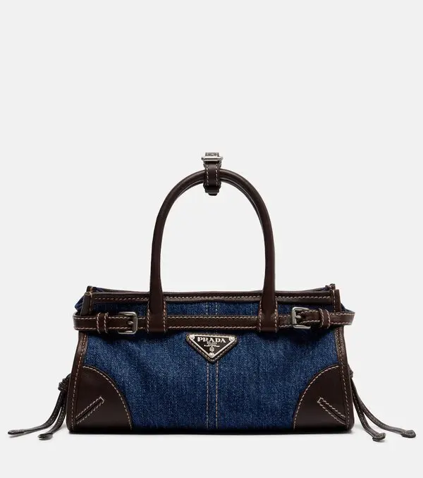Prada Bonnie Small Denim Top-handle Bag - Blue