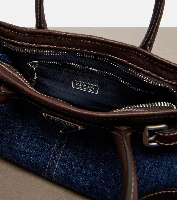 Prada Bonnie Small Denim Top-handle Bag - Blue