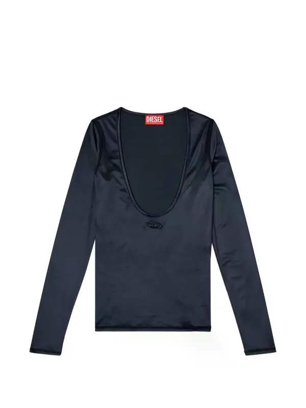 DIESEL® Oval D Scoop-neck Long-sleeve Top - Grey