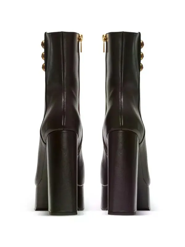 Balmain Calfskin Ankle Boots With Lion-head Detail