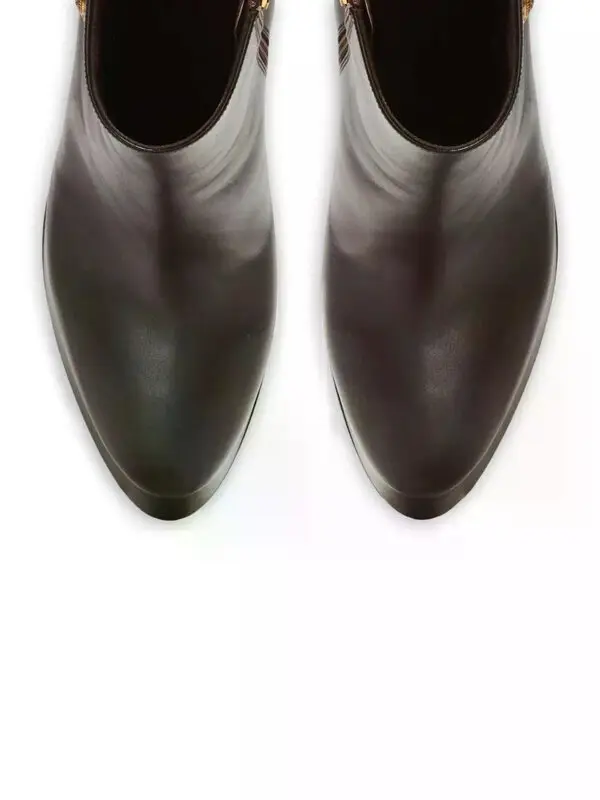 Balmain Calfskin Ankle Boots With Lion-head Detail