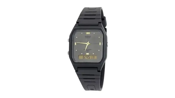 Casio Analog-digital Watch With Gray Dial And Black Band - Plastic