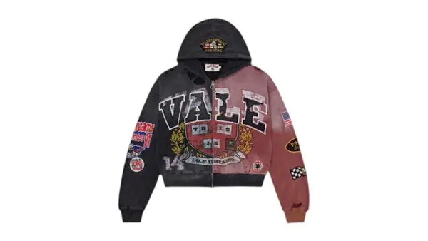 VALE FOREVER Two Face Zip Up Hoodie - Red/black