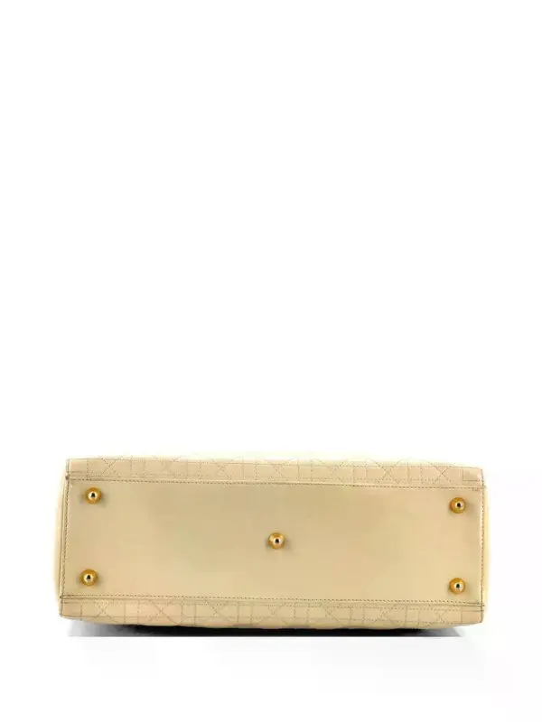 Dior Vintage Lady Bag Cannage Quilt Lambskin Large Satchel - Yellow