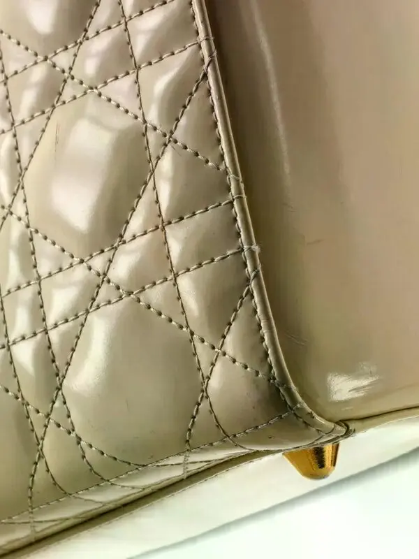 Dior Vintage Lady Bag Cannage Quilt Lambskin Large Satchel - Yellow