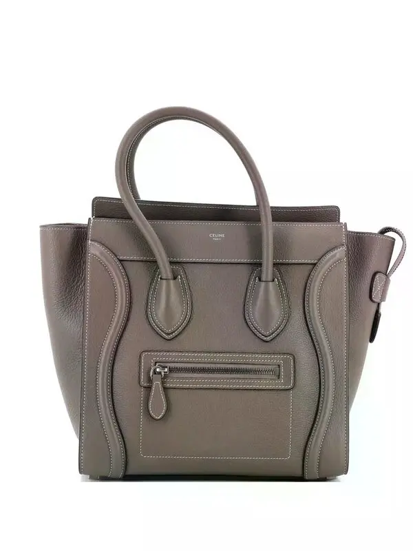 Celine Luggage Bag Grainy Leather Micro Tote Bag - Grey