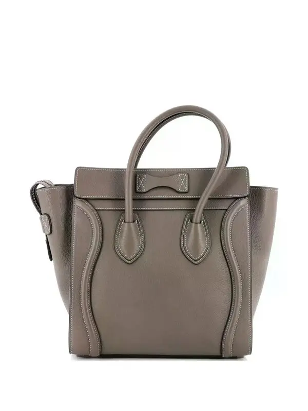 Celine Luggage Bag Grainy Leather Micro Tote Bag - Grey