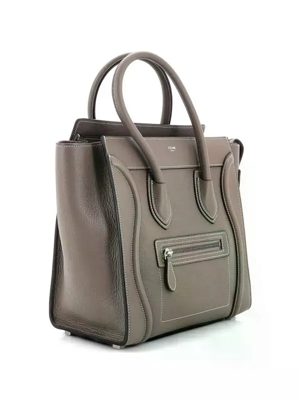Celine Luggage Bag Grainy Leather Micro Tote Bag - Grey