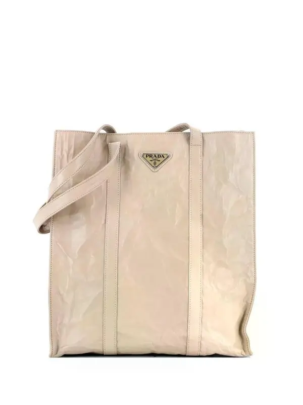 Prada Nappa Antique Medium Tote Bag - Neutrals