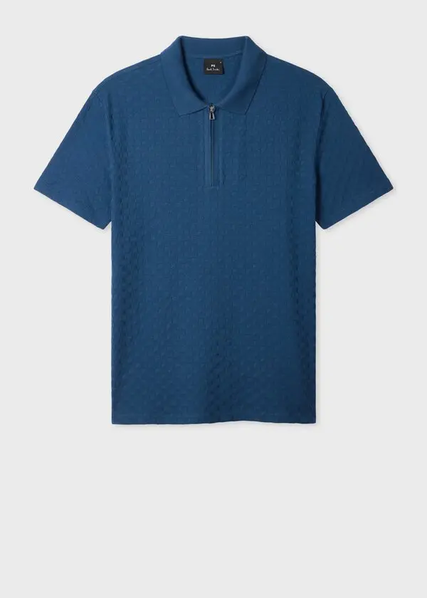 Paul Smith Mid Textured Cotton Zip-neck Polo Shirt