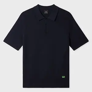 Paul Smith Navy Textured Cotton Knitted Polo Shirt