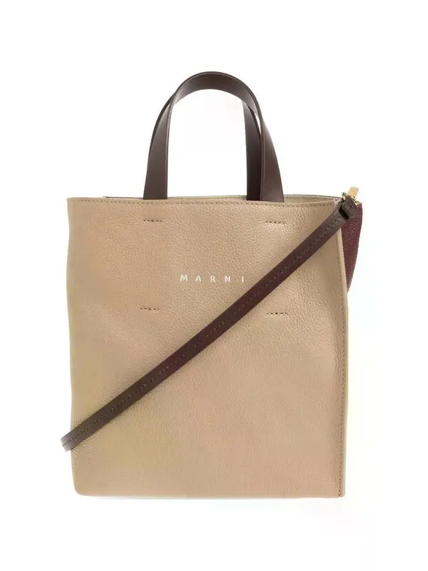 Marni Mini Museo Logo Print Tote Bag - Neutrals
