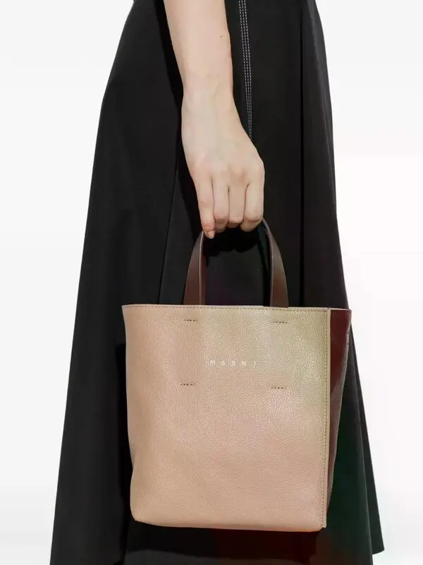Marni Mini Museo Logo Print Tote Bag - Neutrals