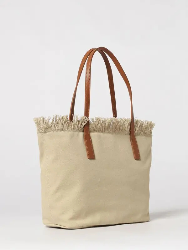MC2 SAINT BARTH Cotton Tote Bag With Embroidered Logo And Fringe Detail - Beige