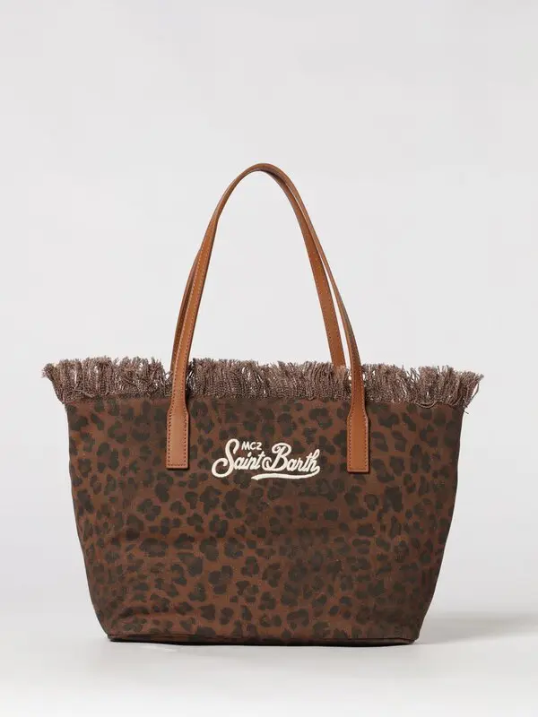 MC2 SAINT BARTH Cotton Tote Bag With Embroidered Logo And Fringe Detail - Brown