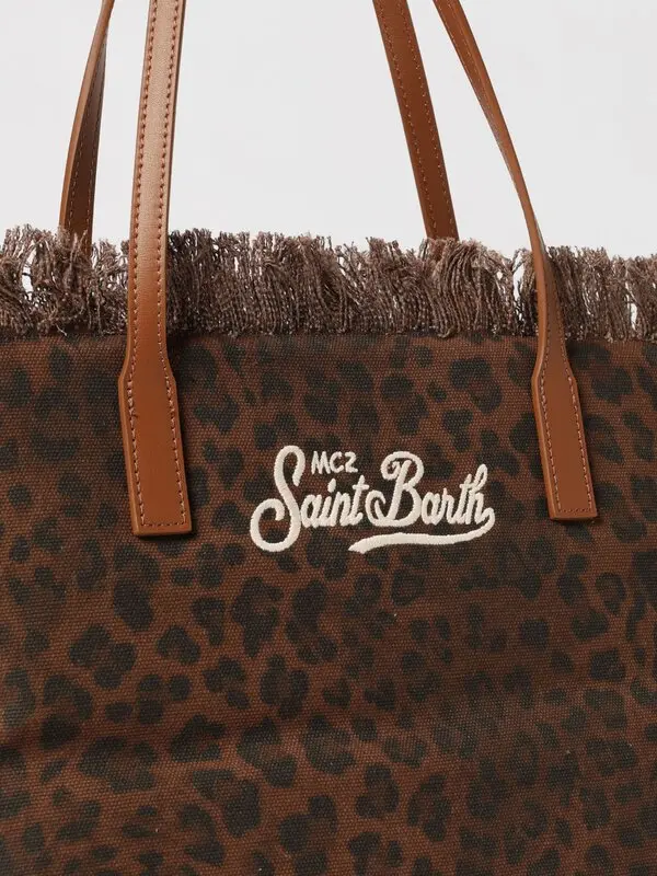 MC2 SAINT BARTH Cotton Tote Bag With Embroidered Logo And Fringe Detail - Brown