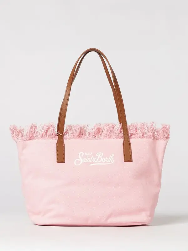 MC2 SAINT BARTH Striped Tote Bag With Fringe Detail - Pink